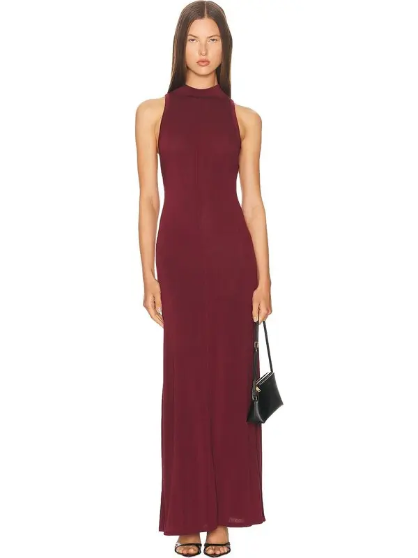 ST. AGNI Racer Back Jersey Maxi Dress - Currant
