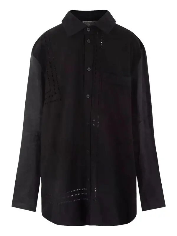 By Walid Embroidered Eyelet Shirt - Black