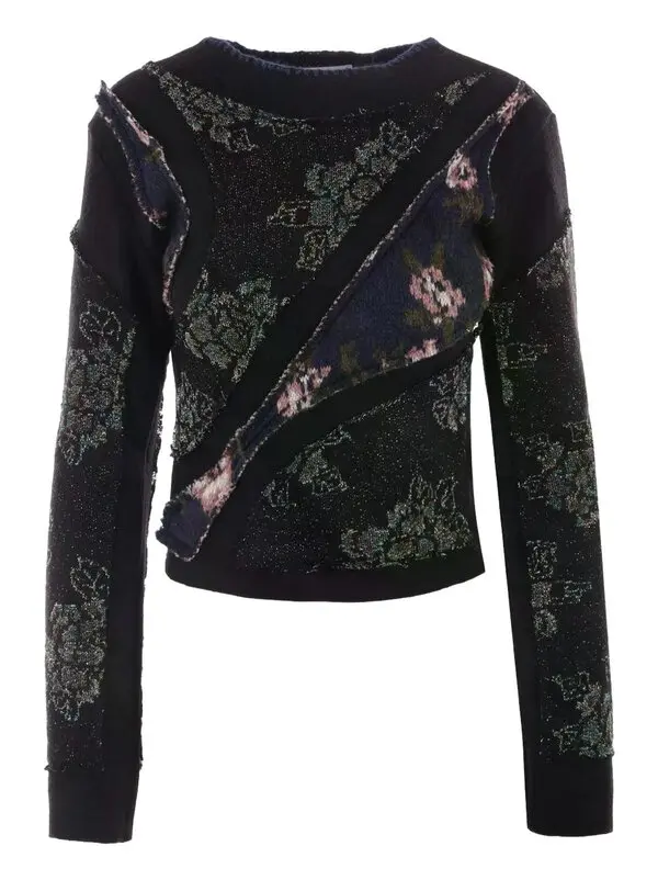 RAVE REVIEW Floral-patchwork Pullover - Black