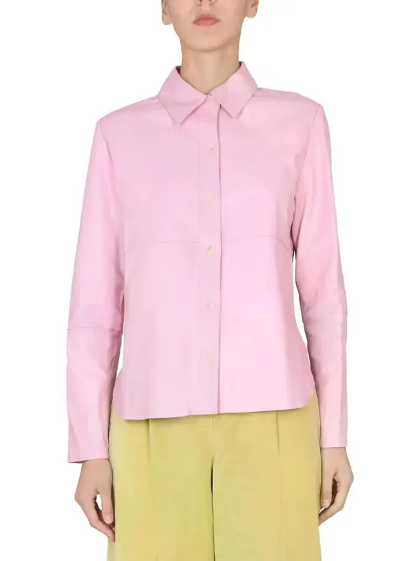 ALYSI Leather Button-down Shirt - Pink
