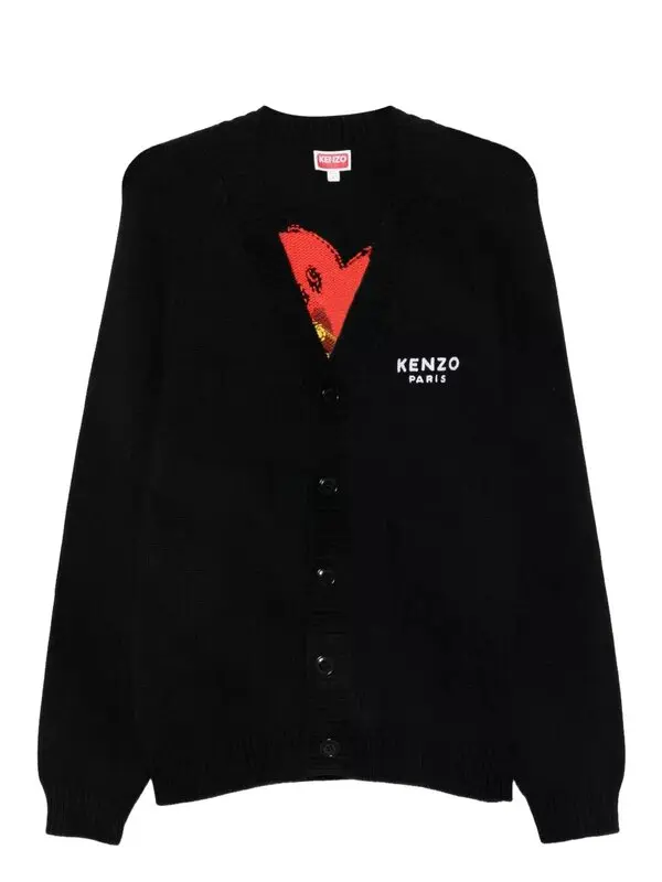 Kenzo Boke Flower Button-up Cardigan - Black