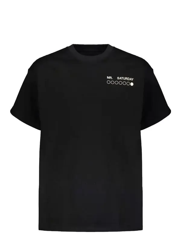 MR. SATURDAY Ribbed-neckline Logo T-shirt - Black