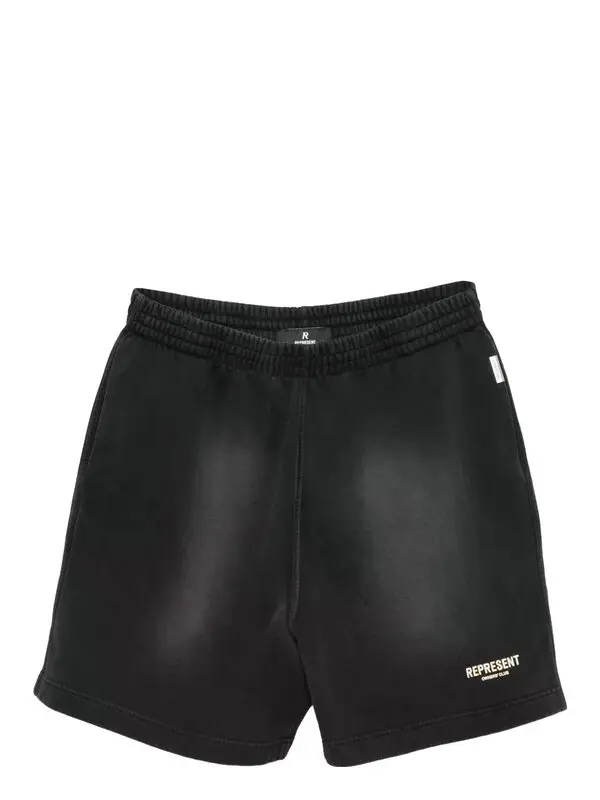 REPRESENT Elastic-waistband Cotton Shorts - Black