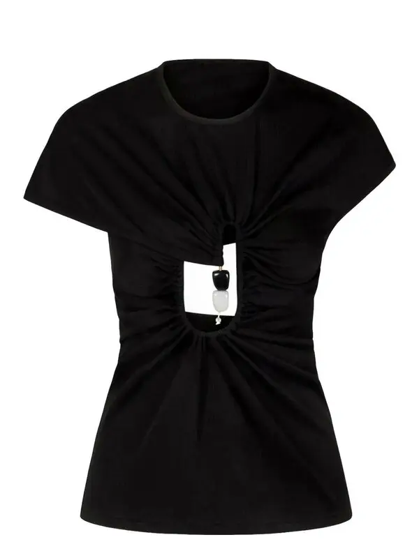 Christopher Esber Cut-out Ribbed Top - Black