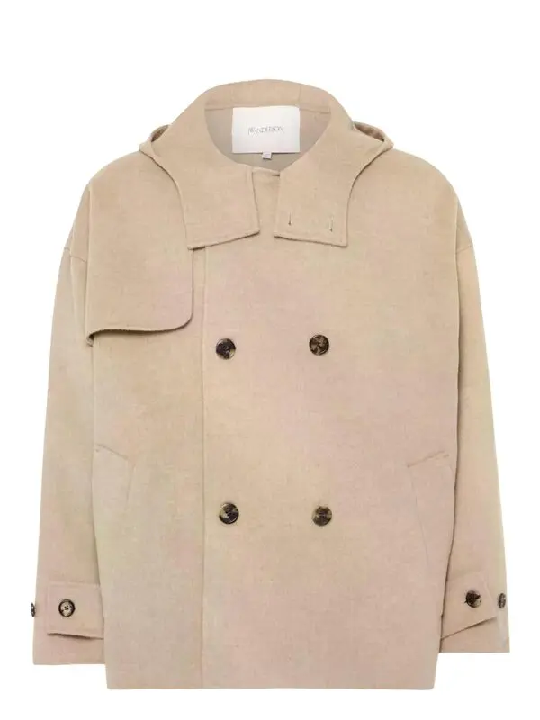 JW Anderson Hooded Double-breasted Coat - Neutrals