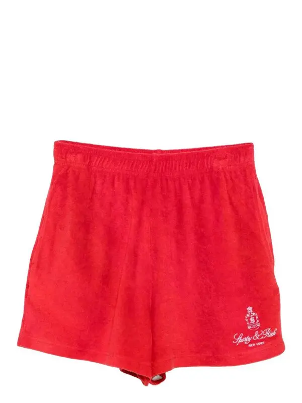SPORTY & RICH Vendome Terry Shorts - Red