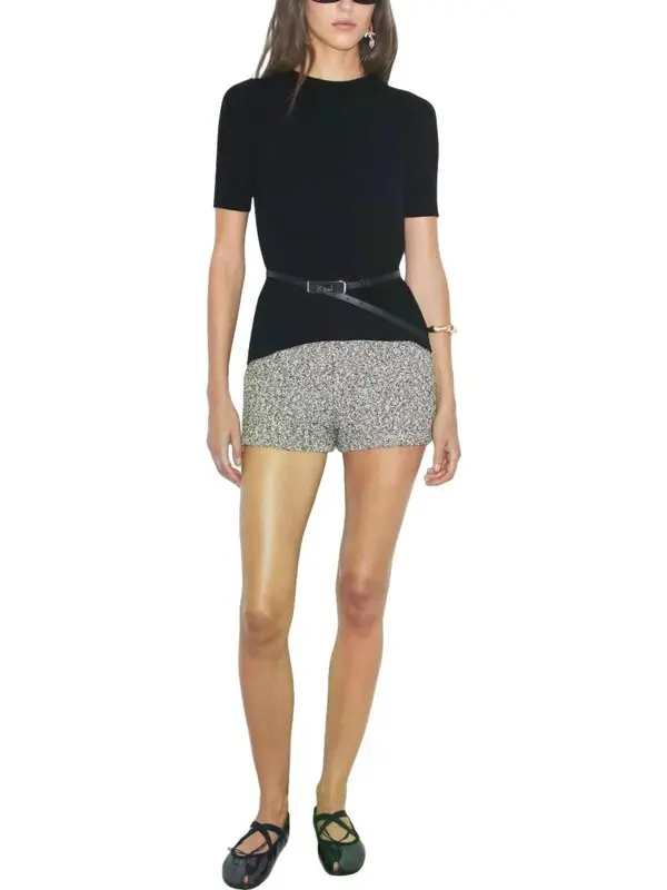 Tory Burch Tweed Speckled Shorts - Black