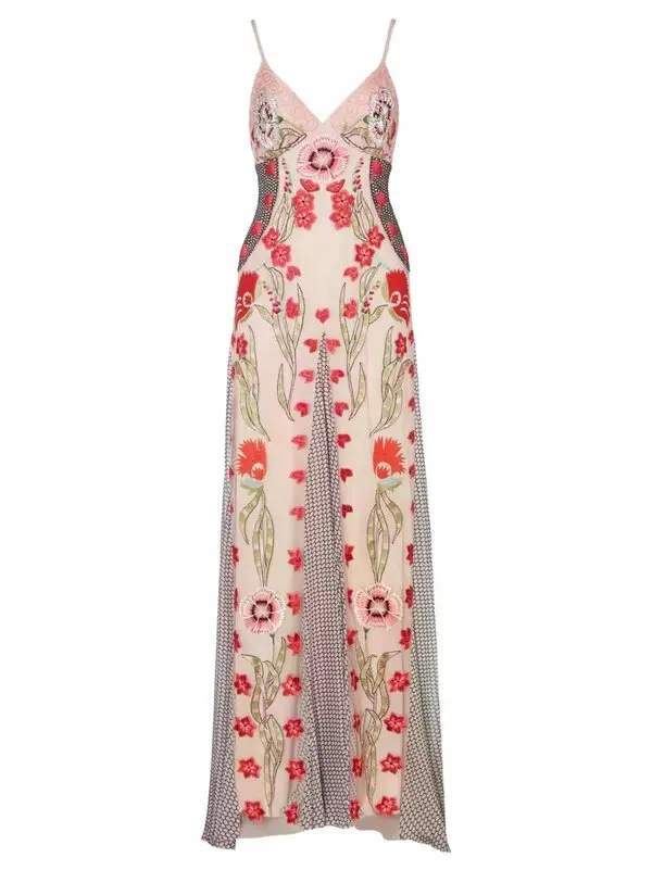TEMPERLEY LONDON Remi Floral-embroidered Maxi Dress - Red