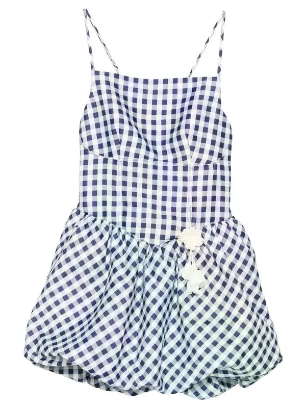 SELF-PORTRAIT Gingham Mini Dress - Blue