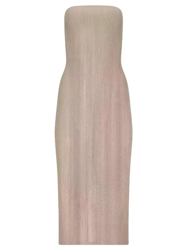 Max Mara Ribbed Strapless Midi Dress - Neutrals