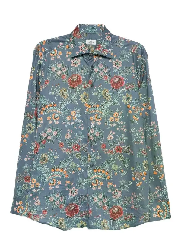 Etro Floral-print Shirt - Blue