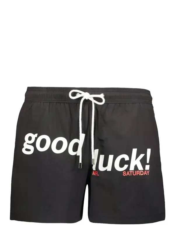 MR. SATURDAY Drawstring-waistband Swim Shorts - Black
