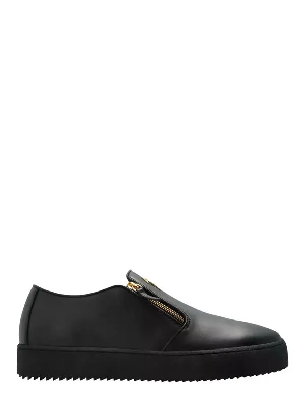 GIUSEPPE ZANOTTI Zip-detail Leather Sneakers - Black
