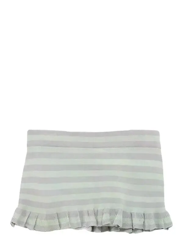 NIIHAI Striped Ruffle Hem Mini Skirt - Grey