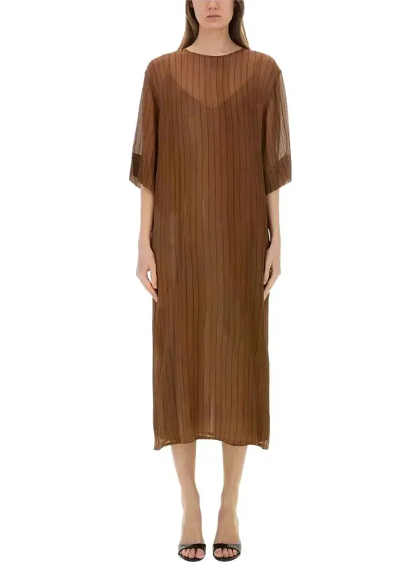 ALYSI Stripe-pattern Midi Dress - Brown