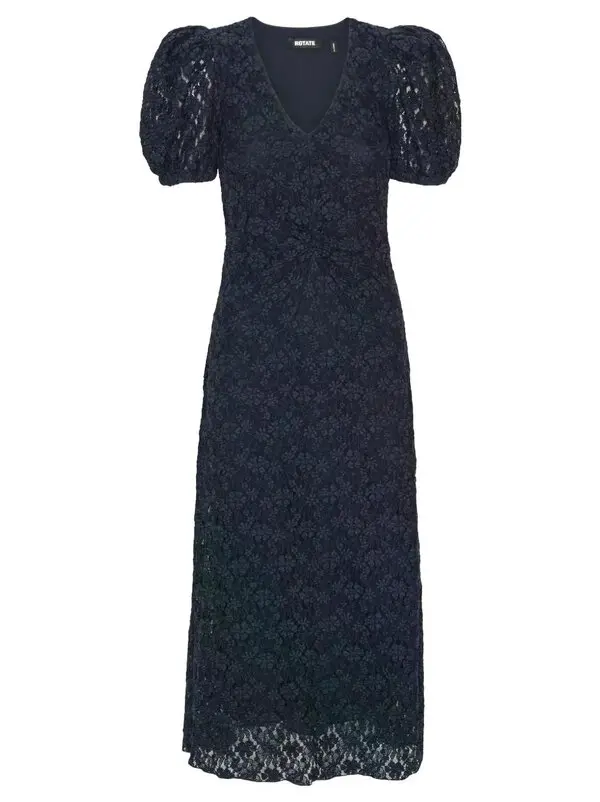 ROTATE BY BIRGER CHRISTENSEN Puff-sleeve Lace Midi Dress - Blue