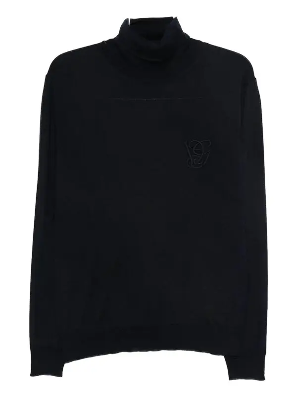 Valentino Garavani Logo-embroidered Turtleneck Sweater - Blue