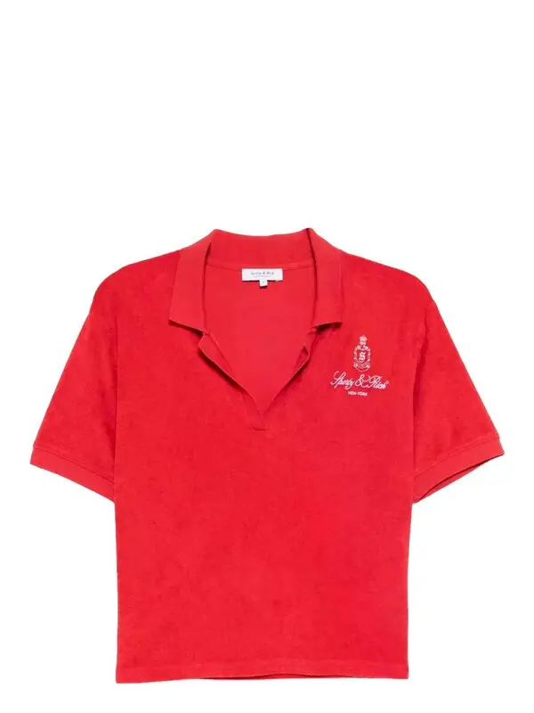 SPORTY & RICH Vendome Terry Polo Top - Red