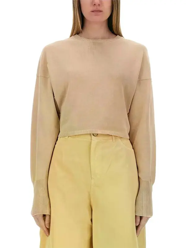 ALYSI Round-neck Cotton Sweater - Neutrals