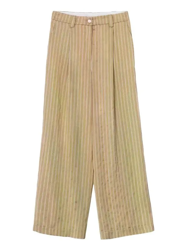 ALYSI Striped Pleated Trousers - Neutrals