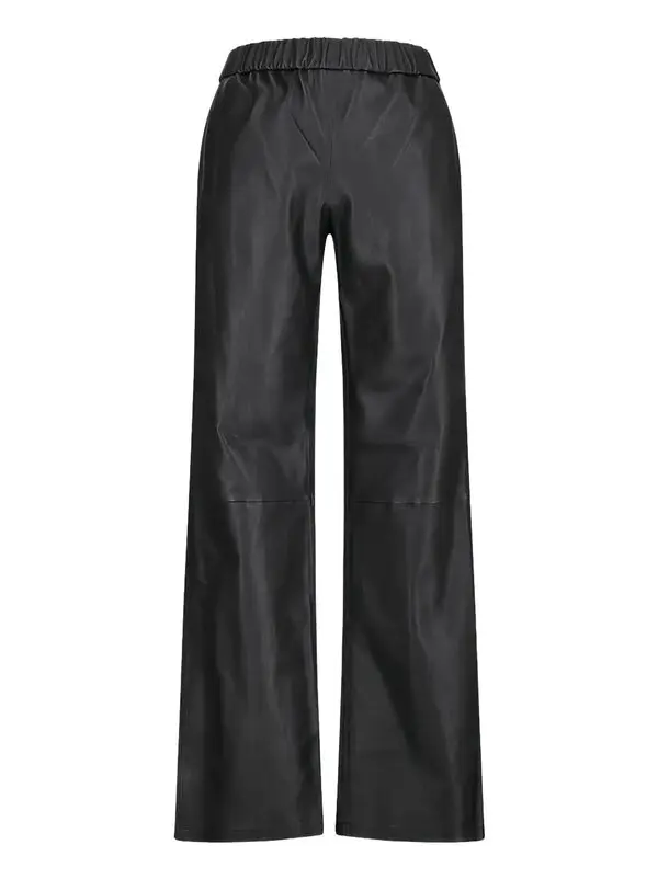 ENES Elastic-waist Leather Trousers - Black