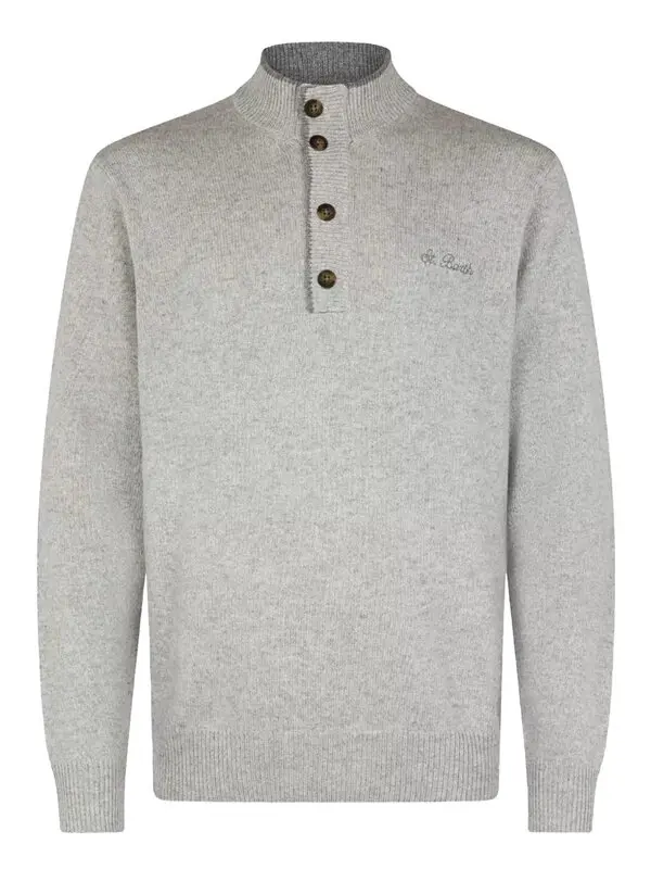 MC2 SAINT BARTH Mock-neck Button Sweater - Grey