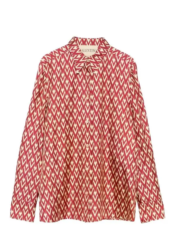 Valentino Garavani Geometric-print Silk Shirt - Red