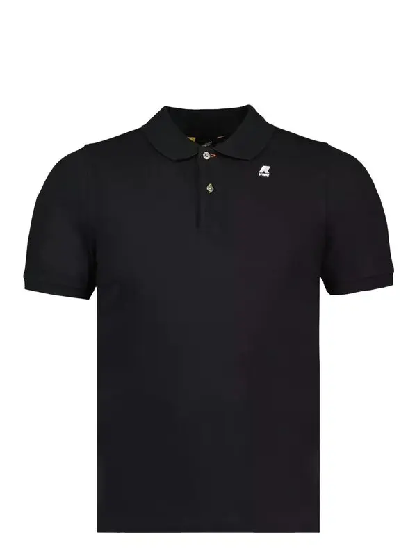 K-WAY Vinnie Two-button Piqué Polo Shirt - Black