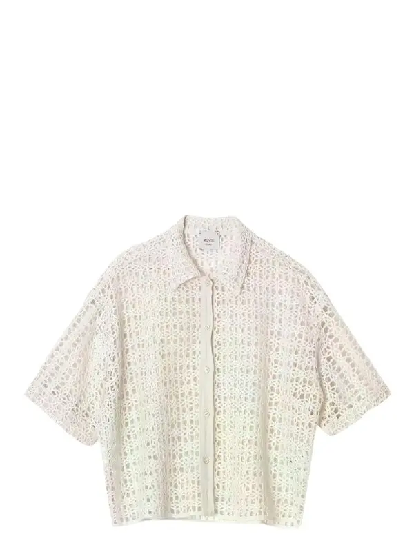 ALYSI Collared Crochet Shirt - White