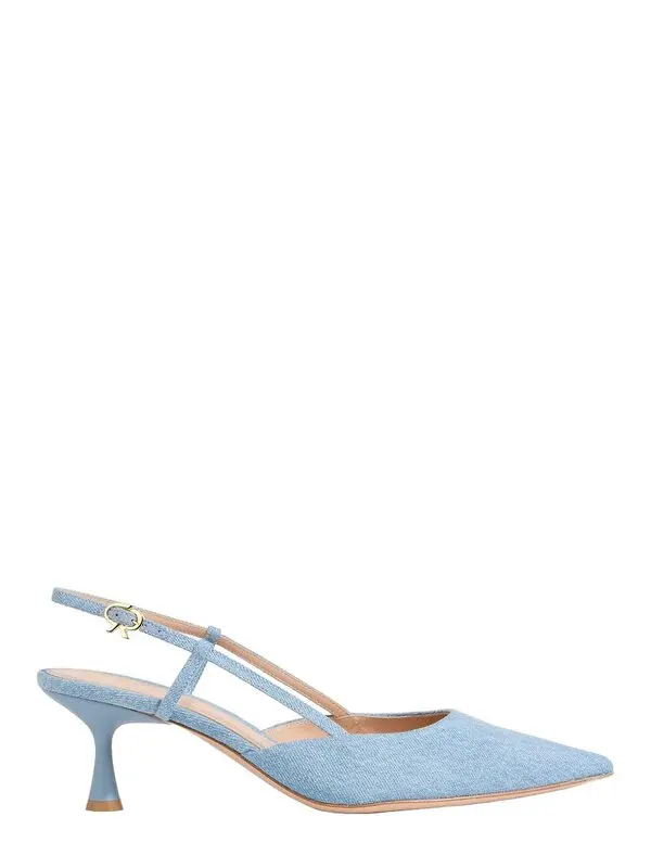 GIANVITO ROSSI Ascent Denim Slingback Pumps - Light Denim