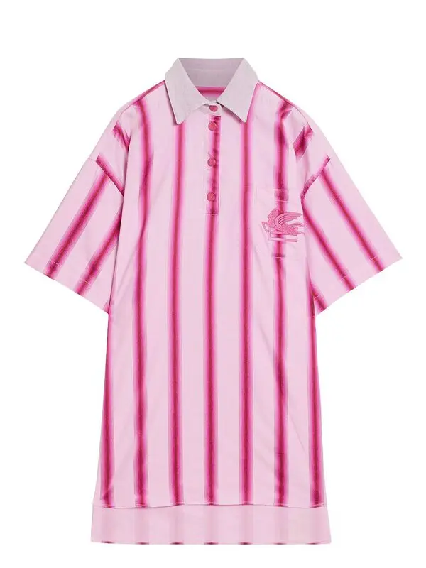 Etro Oversized Striped Cotton-jacquard Polo Shirt - Pink