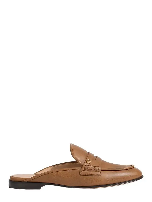 GIANVITO ROSSI Florio Leather Slippers - Light Brown
