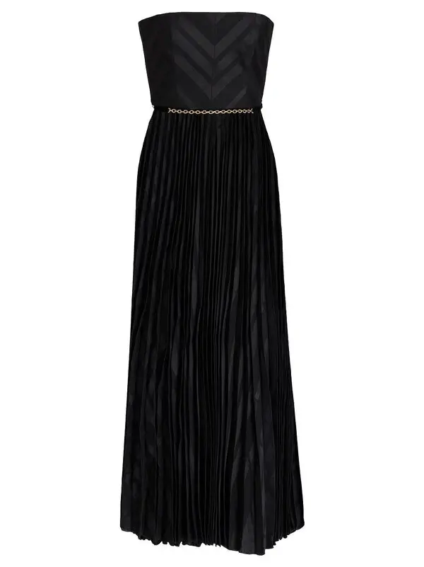 Zimmermann Strapless Pleated Jacquard Midi Dress - Black