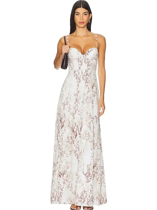 L'Agence Sutton Maxi Dress - Light Sage Multi Desert Snake