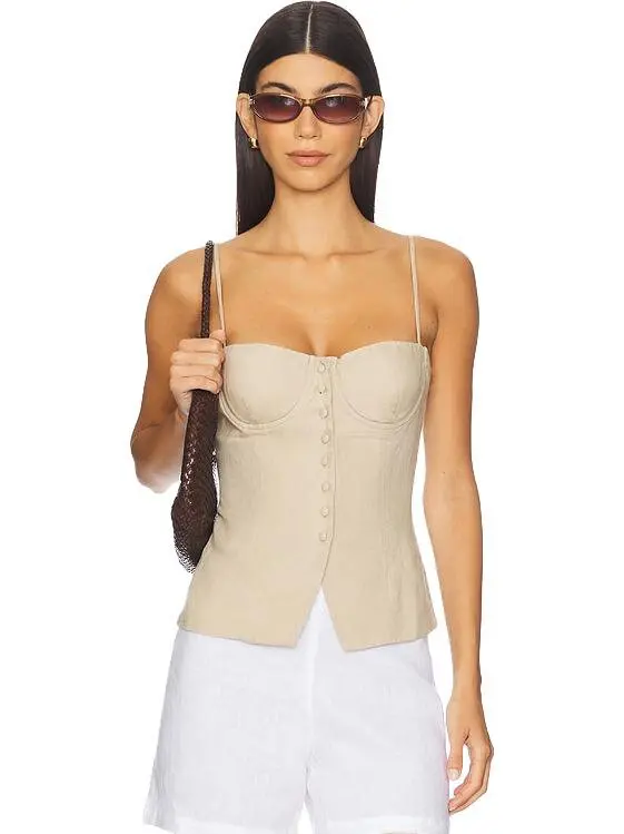 Onia Air Linen Underwire Corset Top - Jute