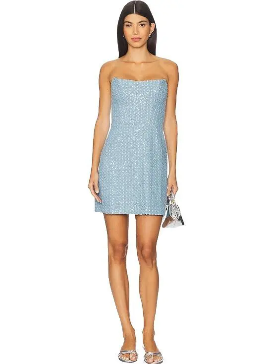Susana Monaco Sequin Denim Corset Mini Dress - Light Wash