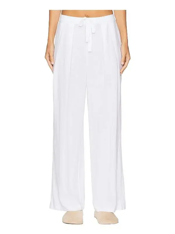 Eberjey Linen Blend Relaxed Pant - Off White