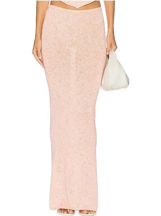 ASTA RESORT Carolina Heavyweight Knit Skirt - Peach Sequin