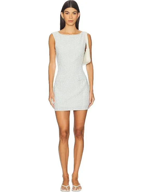 MORE TO COME Kim Mini Dress - Green Gingham