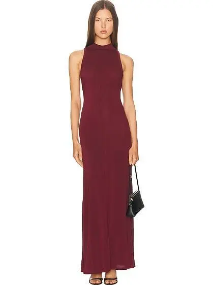 ST. AGNI Racer Back Jersey Maxi Dress - Currant