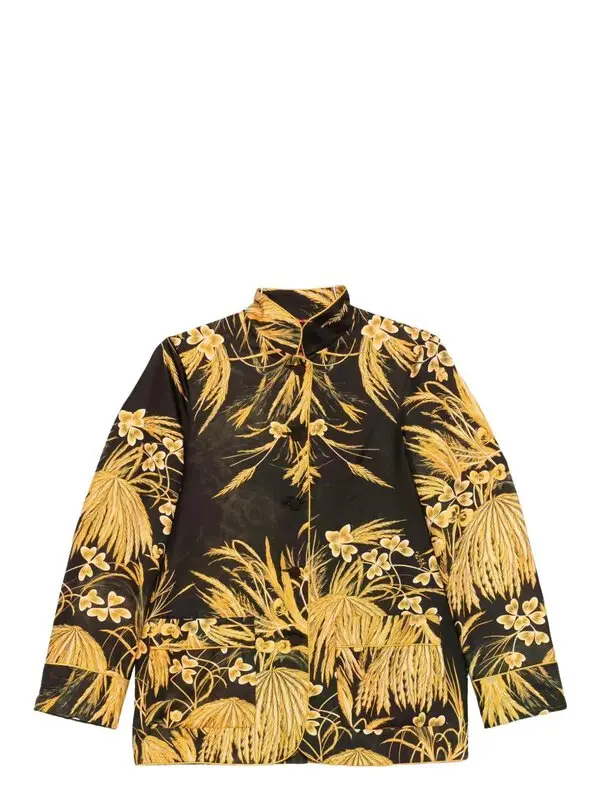 F.R.S FOR RESTLESS SLEEPERS Floral-print Mandarin-collar Shirt - Black