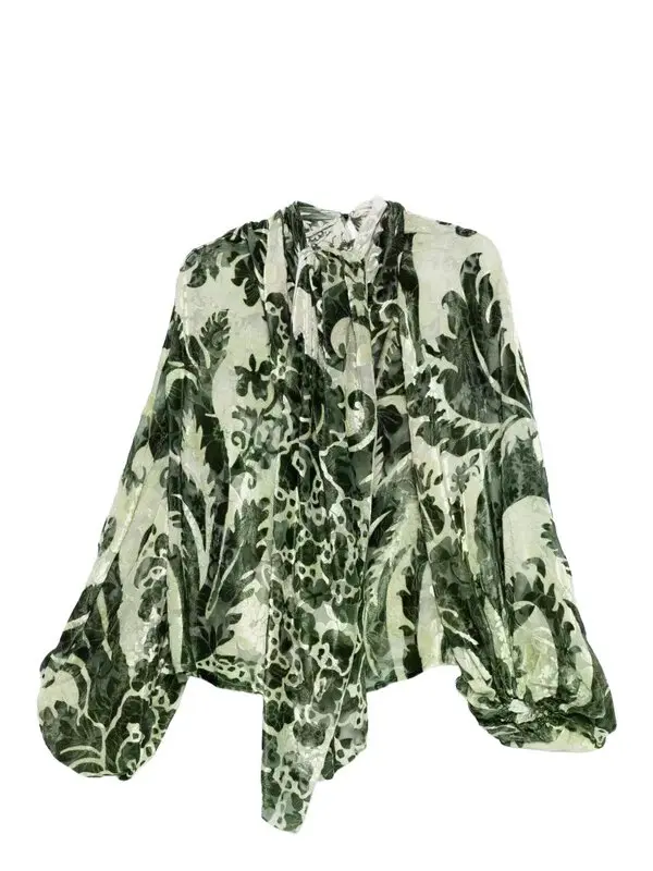 F.R.S FOR RESTLESS SLEEPERS Floral-print Balloon-sleeve Blouse - Green