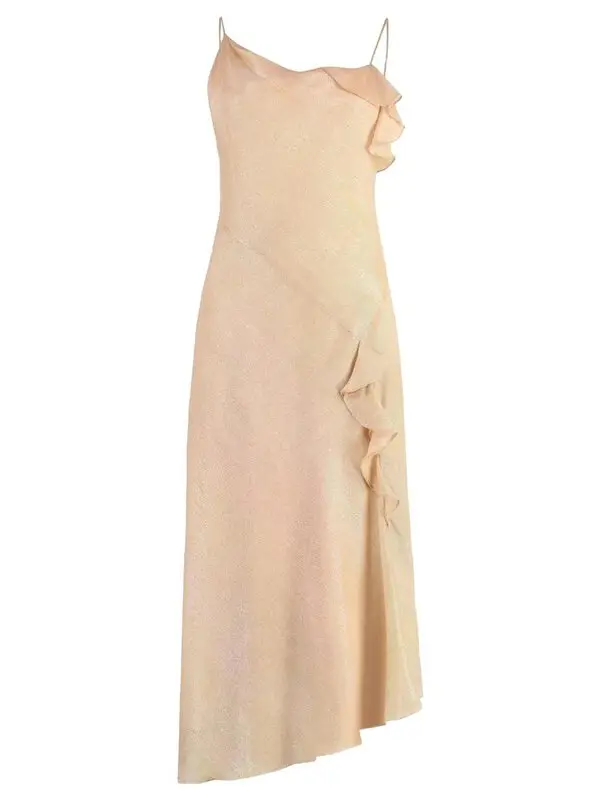 Victoria Beckham Ruffle-detail Asymmetrical Dress - Neutrals