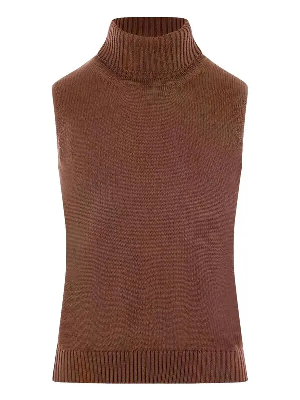 NICCOLO PASQUALETTI High-neck Sleeveless Knit Top - Brown