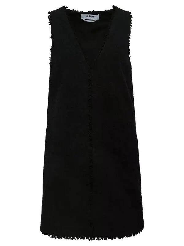 MSGM Frayed-edge Dress - Black
