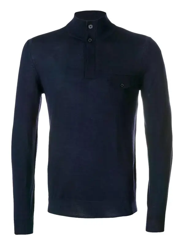 PAOLO PECORA Buttoned-neck Jumper - Blue