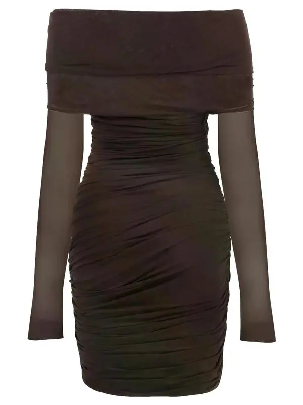 Philosophy Di Lorenzo Serafini Draped Long-sleeved Party Dress - Brown