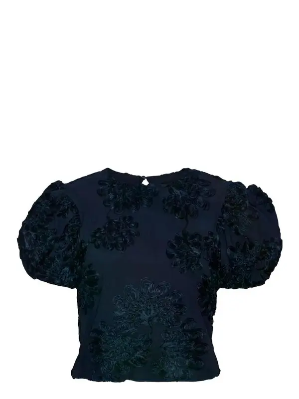 Remain Birger Christensen Floral-embellished Puff-sleeve Top - Blue