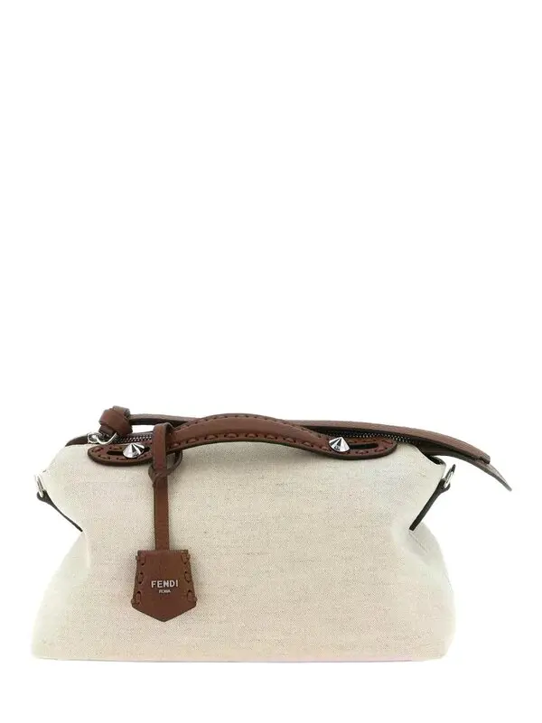 Fendi Zip-top Saddlery-stitching Handbag - White