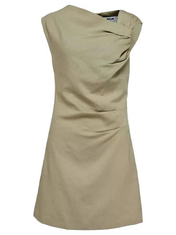 MSGM Draped Neckline Dress - Neutrals